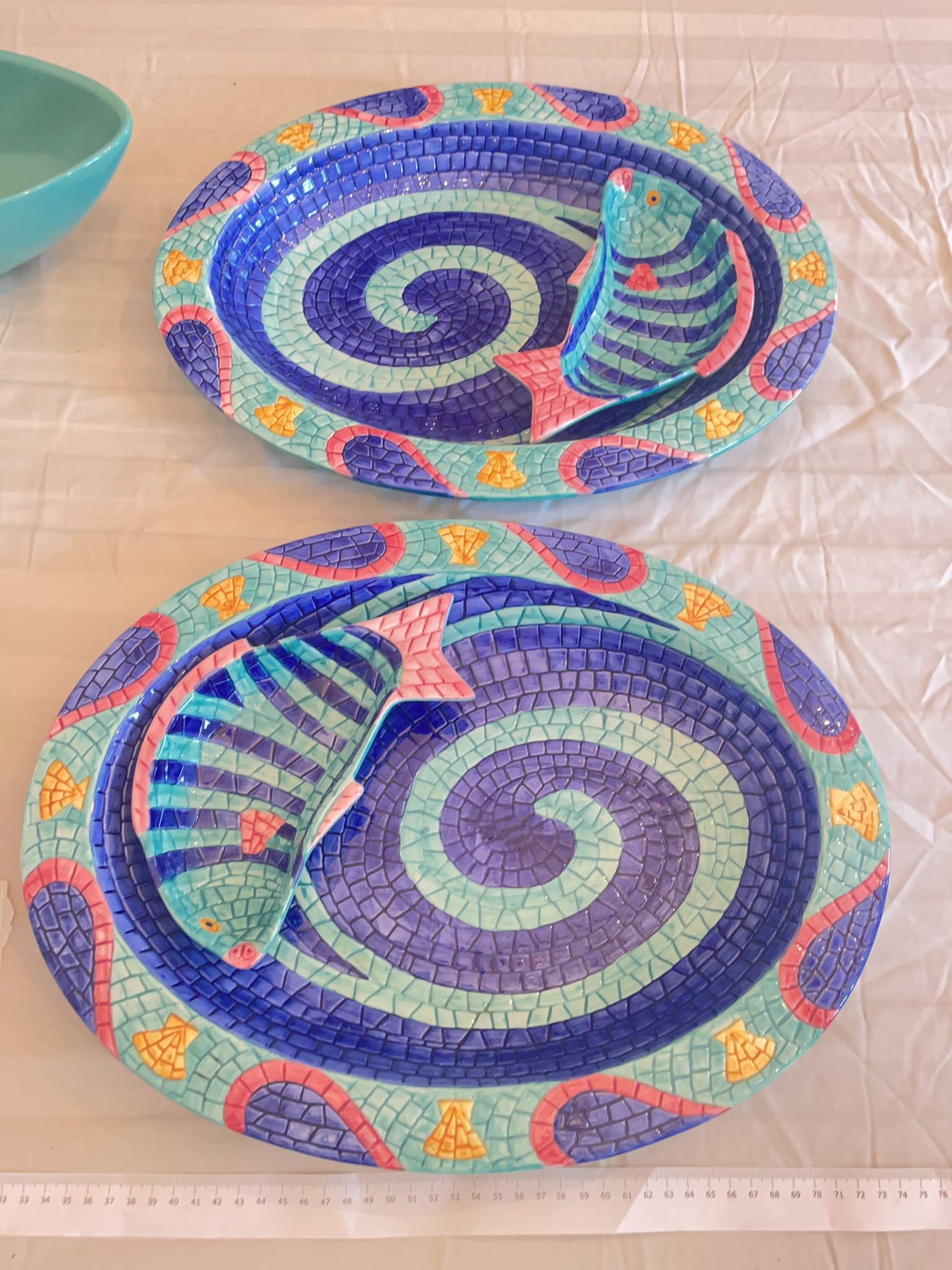 Clay Art Mosaic Fish ceramic serveware lot | Maxsold